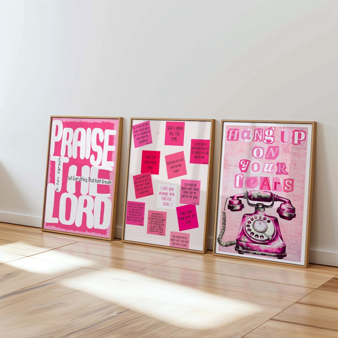 Pink Christian Scripture Art Prints: Modern Girly Dorm Decor (digital ...