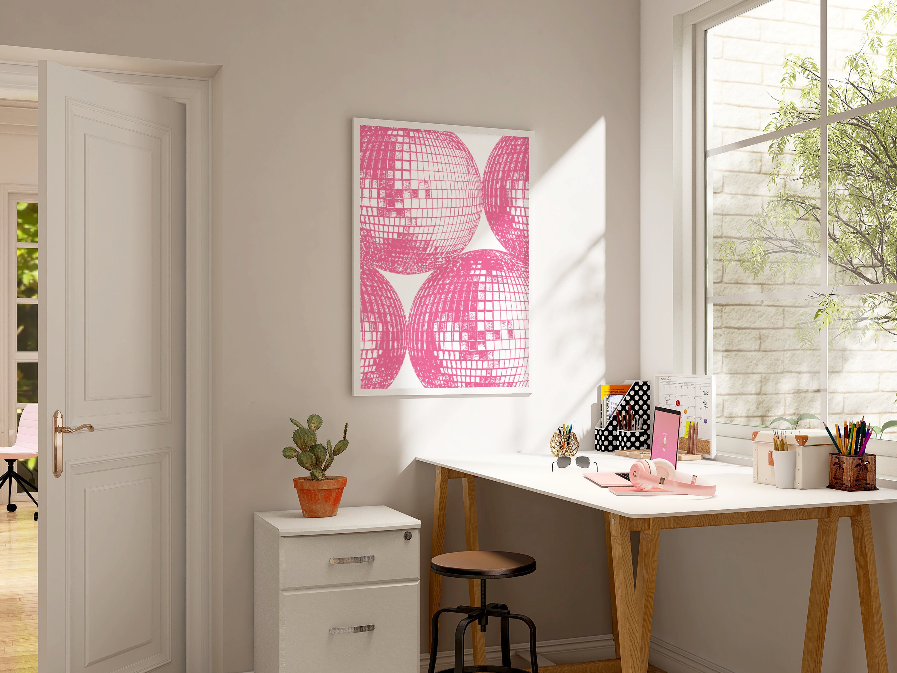 Pink 70's Disco Groovy Preppy Wall Print|aesthetic Pink Maximalist ...