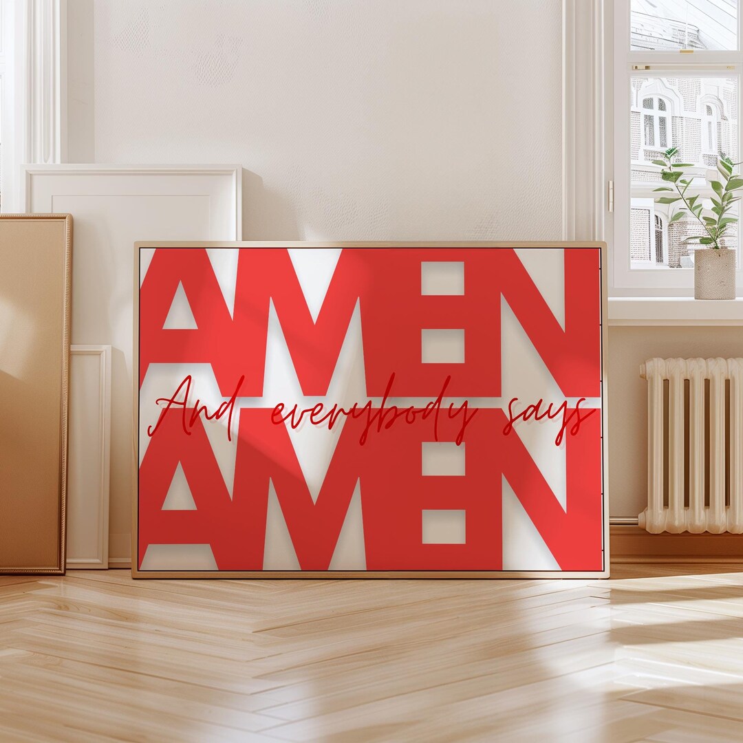 Horizontal Bible Quote Wall Print Red Retro Trendy Bedroom Decor Poster ...