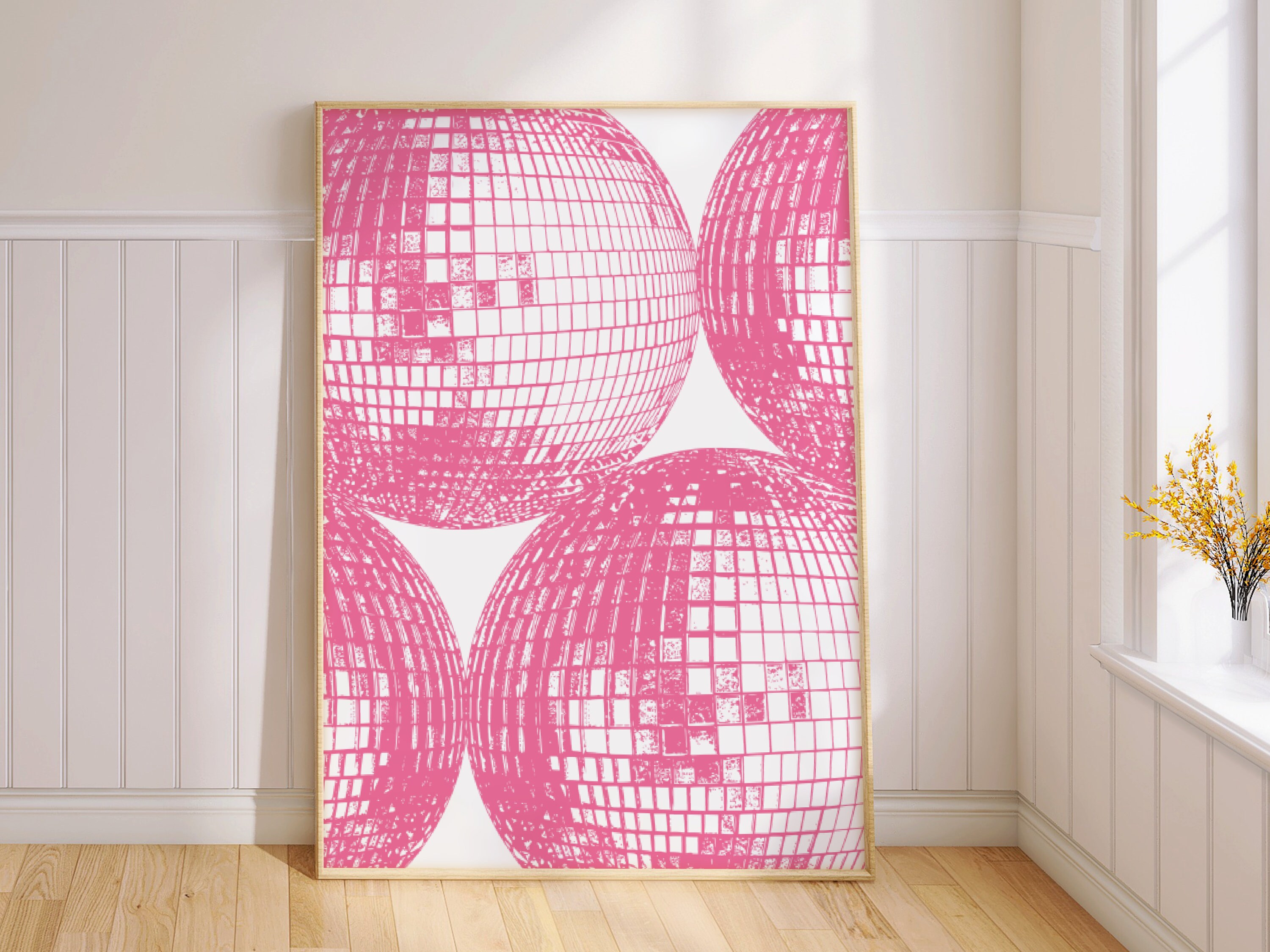 Pink 70's Disco Groovy Preppy Wall Print|aesthetic Pink Maximalist ...