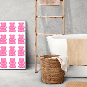 Pink Gummy Bear Preppy Room Decorgummy Bear Printgirly Bathroom ...
