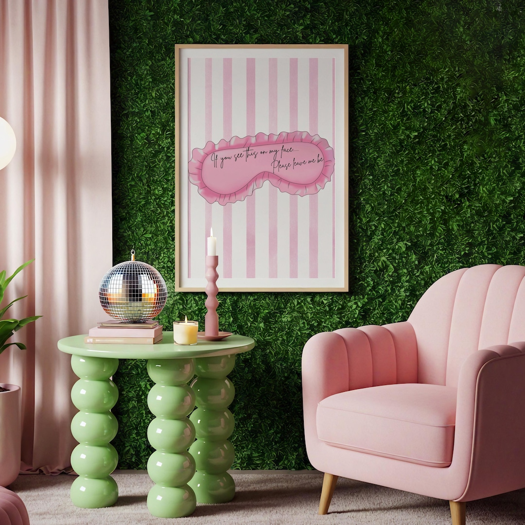 Pink Sleep Mask Poster: Preppy Dorm Wall Art (digital Download) - Etsy