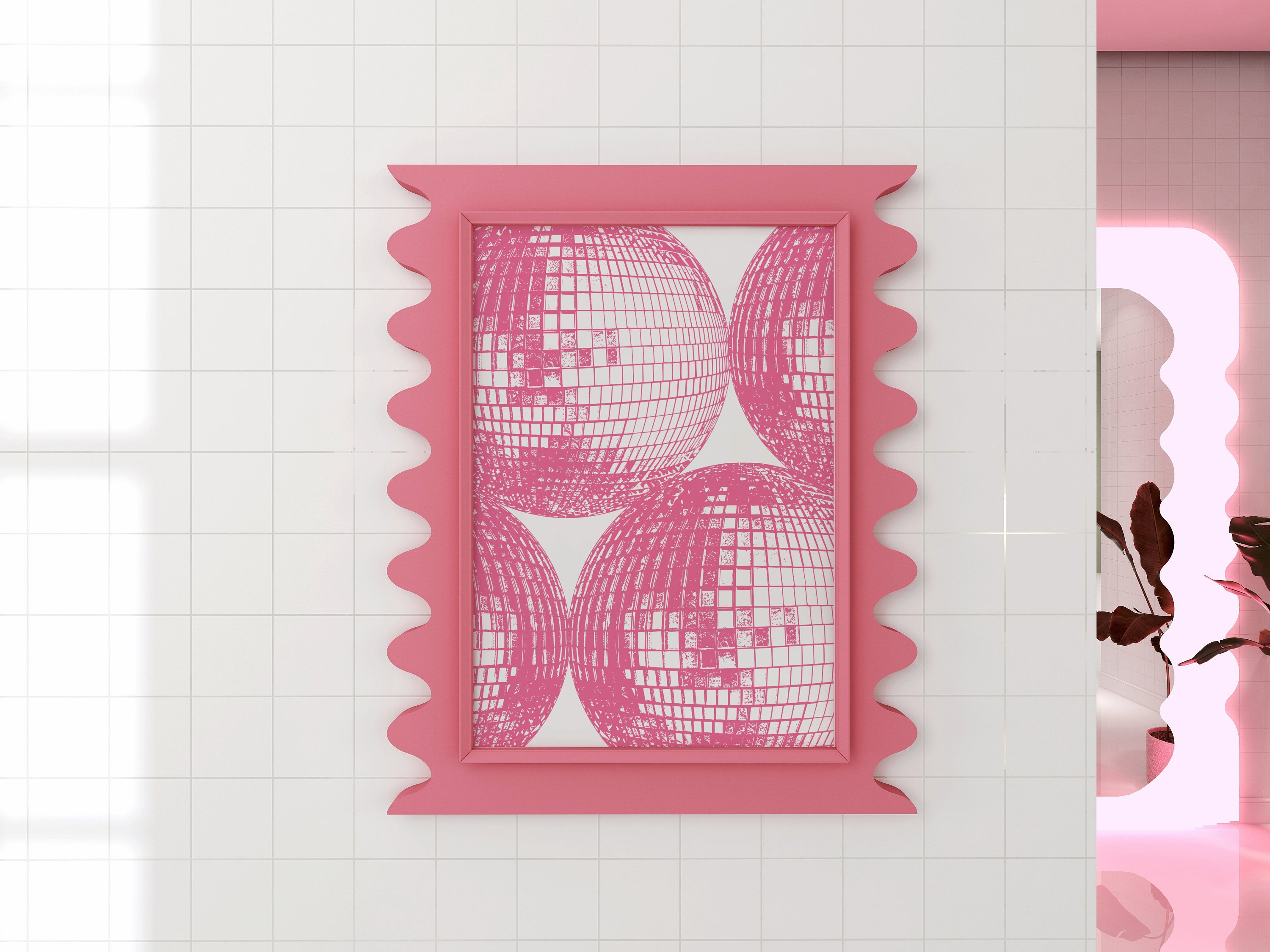 Pink 70's Disco Groovy Preppy Wall Printaesthetic Y2k - Etsy