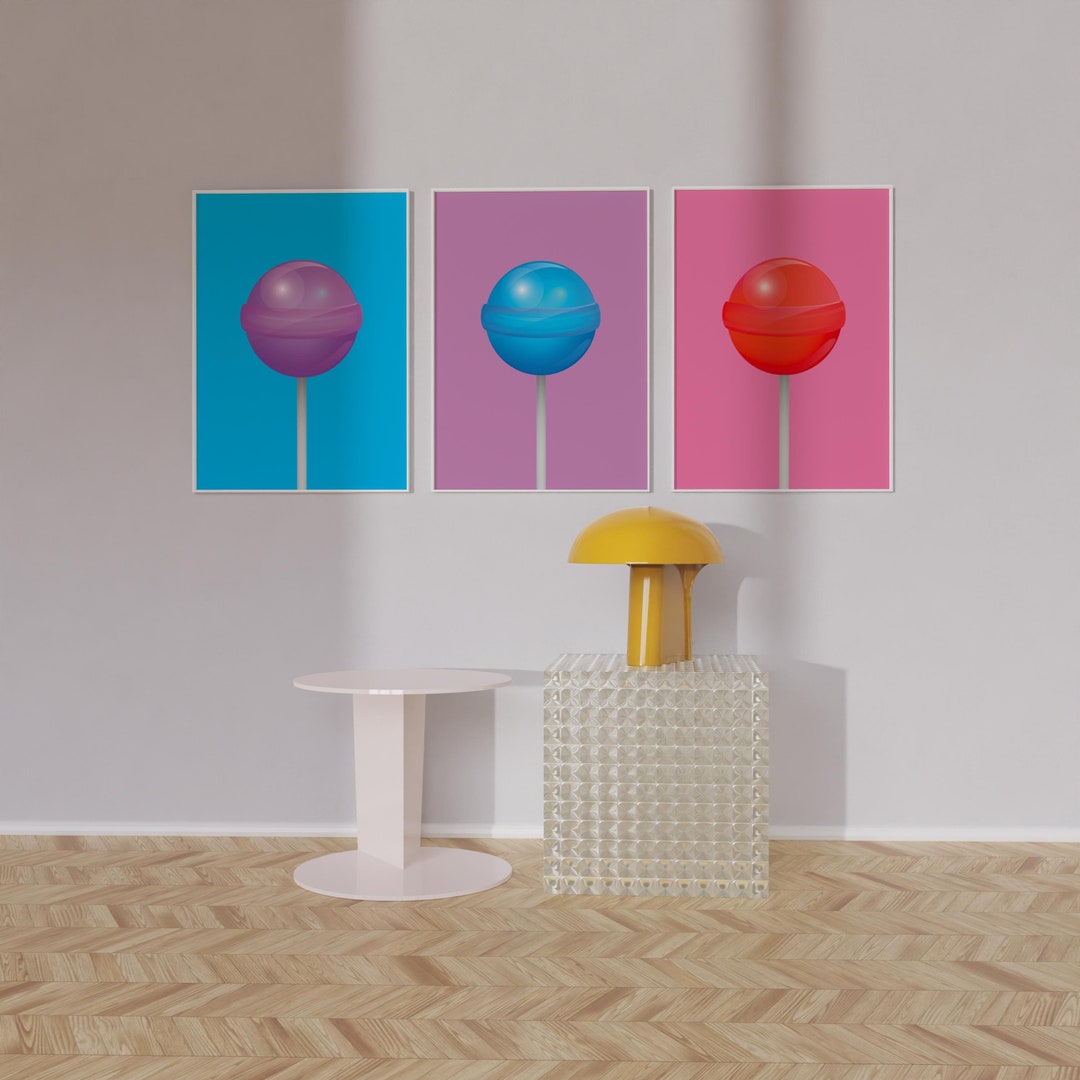 Candy Lollipop Prints Set, Colorful Preppy Wall Art (digital Download ...