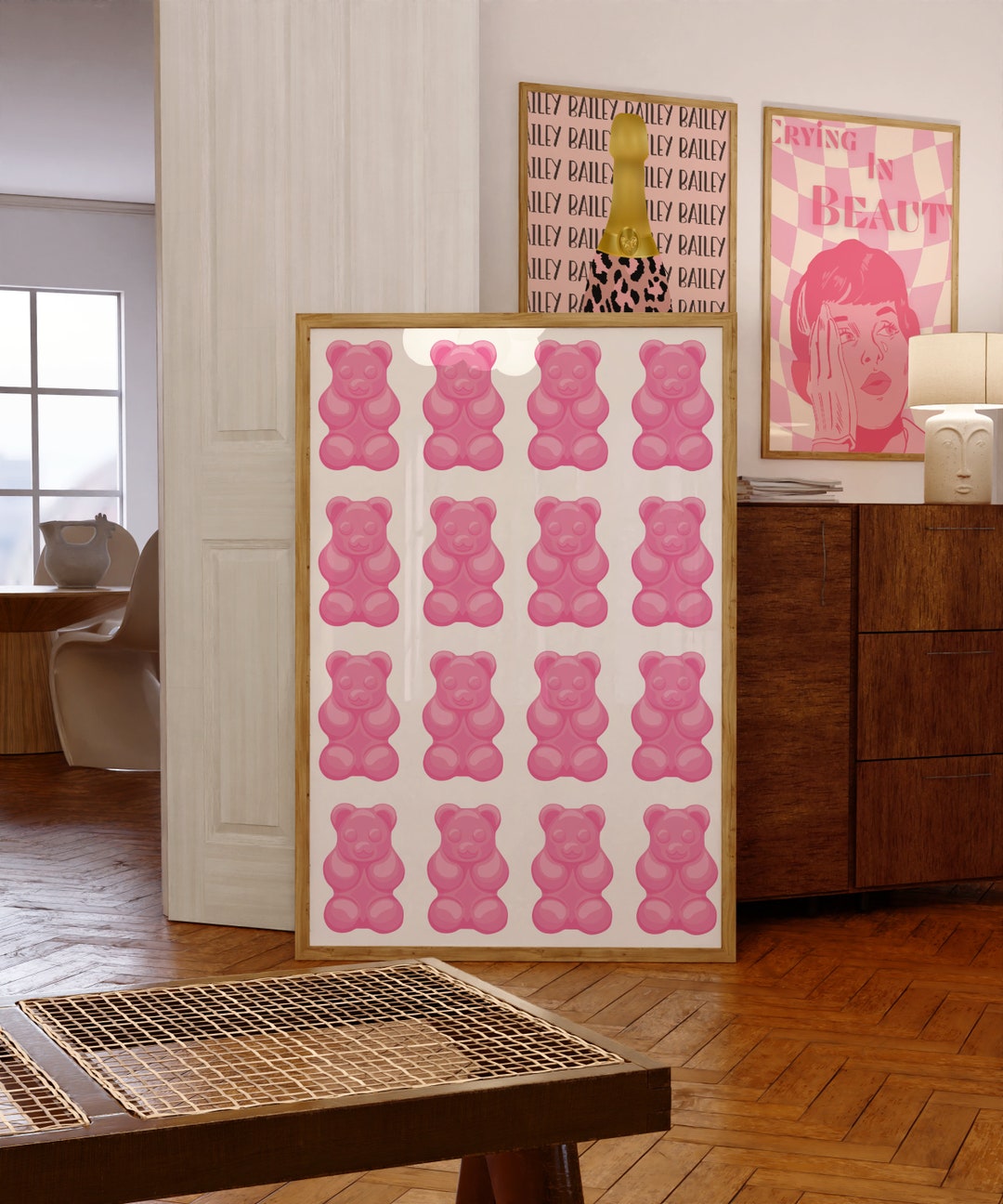 Pink Gummy Bear Preppy Room Decorgummy Bear Printgirly Bathroom ...