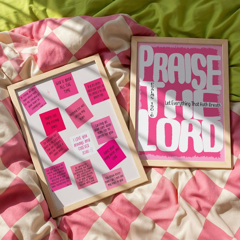 Pink Sticky Note Bible Verse Print: Christian Dorm Decor (digital ...