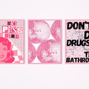 Pink 70's Disco Groovy Preppy Wall Print|aesthetic Pink Maximalist ...