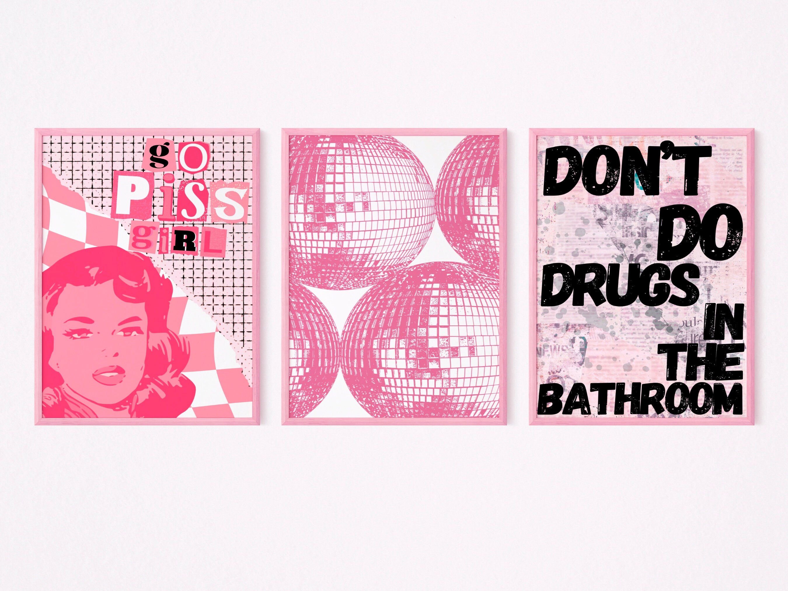 Pink 70's Disco Groovy Preppy Wall Printaesthetic Y2k - Etsy