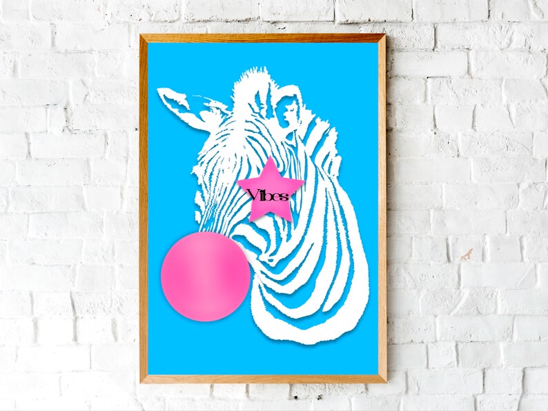 Preppy Zebra Wall Artpreppy Blue Printpreppy Blue Room - Etsy