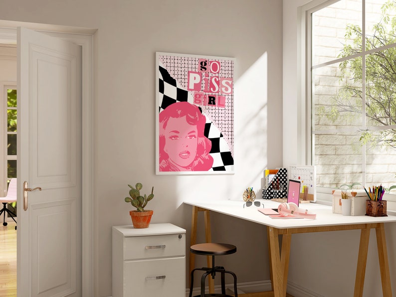 Pink Funky Bathroom Printgo Piss Girl Funny Girly Bathroom Etsy