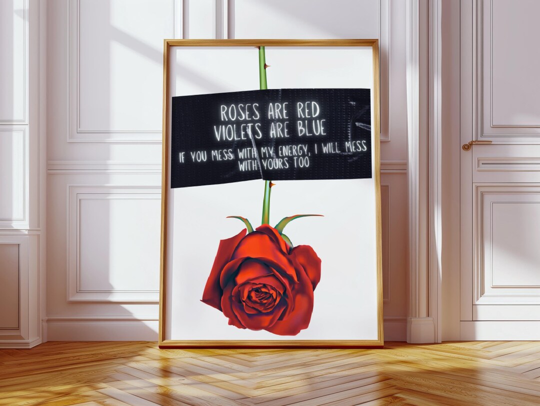 Vintage Red Rose Art Print: Edgy Typography Decor (digital Download) - Etsy