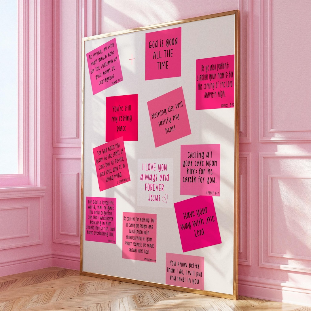 Pink Sticky Note Bible Verse Print: Christian Dorm Decor (digital ...