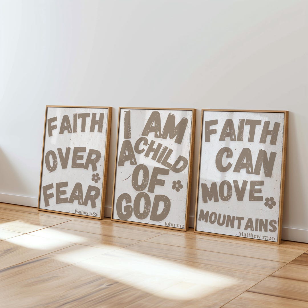Beige Christian Posters Set: Minimalist Bible Verse Prints (digital ...