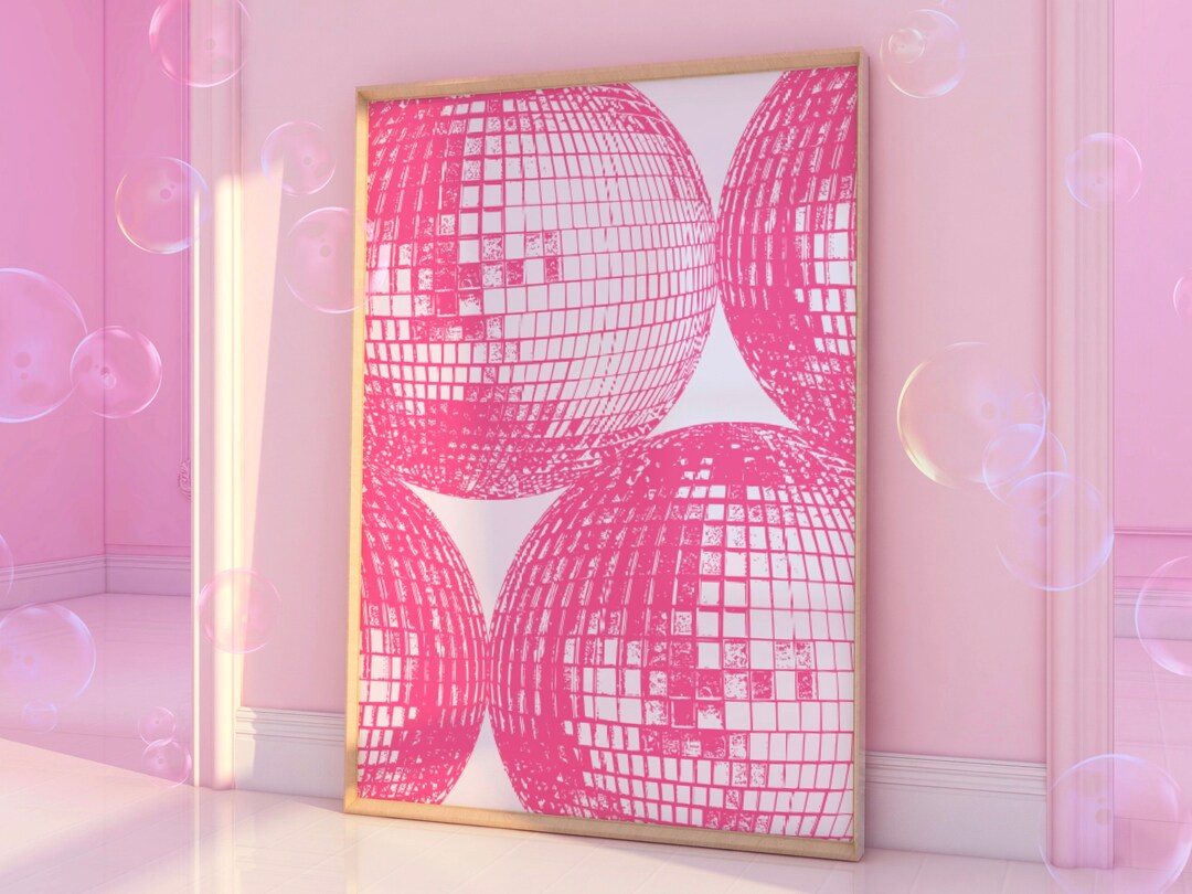 Pink 70's Disco Groovy Preppy Wall Printaesthetic Y2k Maximalist ...