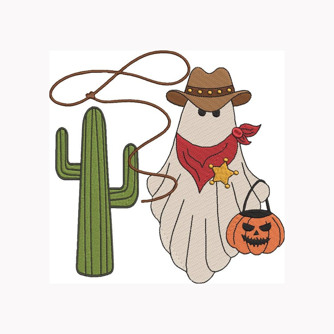 Spooky Ghost Embroidery Design, Halloween Howdy Ghost Embroidery Design ...