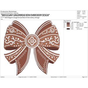 Elegant Gingerbread Bow Embroidery Design, Gingerbread Embroidery ...