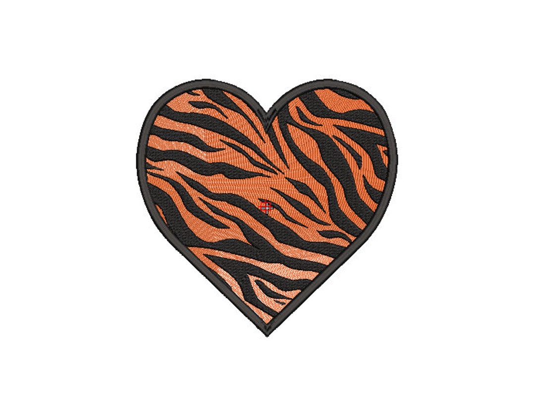 Tiger Print Heart Cute Machine Embroidery Design 6 Sizes - Etsy