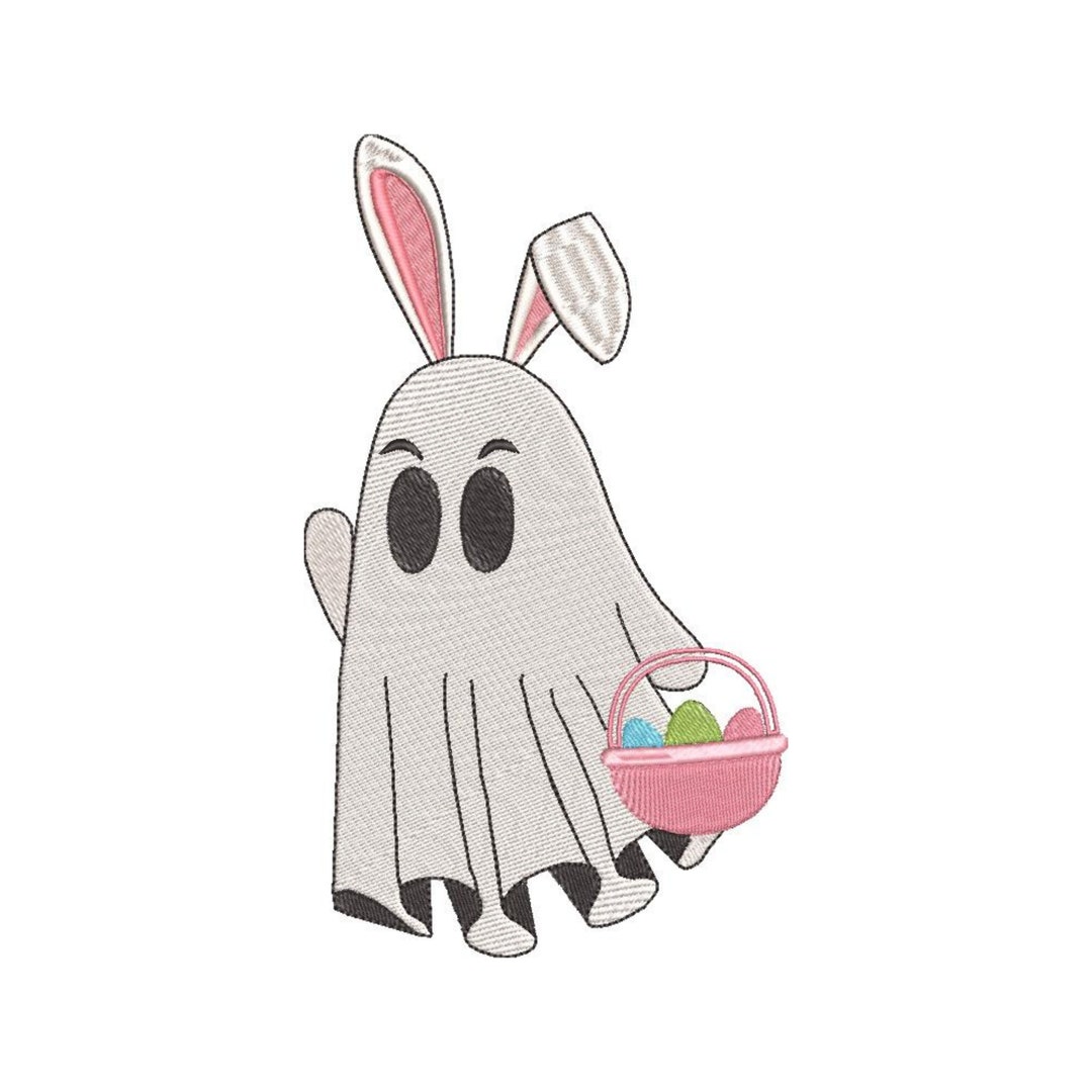 Bunny Ghost Embroidery Design, Spooky Easter Eggs Embroidery Design ...