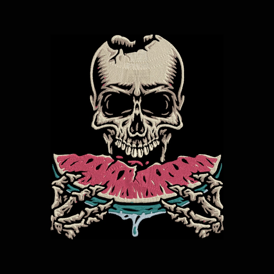 Skeleton Eat Watermelon, Machine Embroidery Design, Spooky Season ...