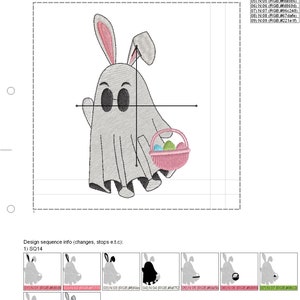 Bunny Ghost Embroidery Design, Spooky Easter Eggs Embroidery Design ...