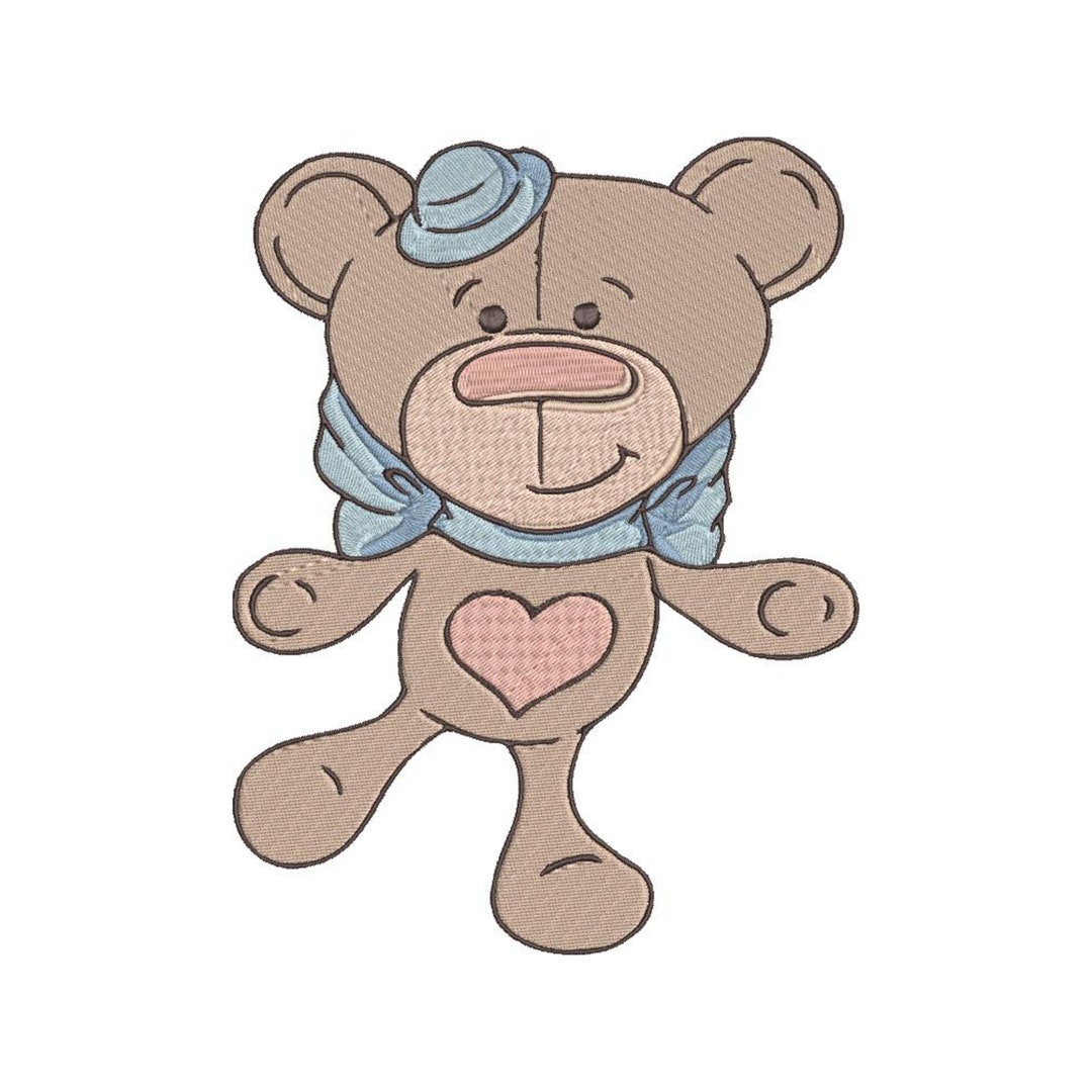 TEDDY BEAR With BLUE Ribbon, Machine Embroidery Design, Baby Girl ...