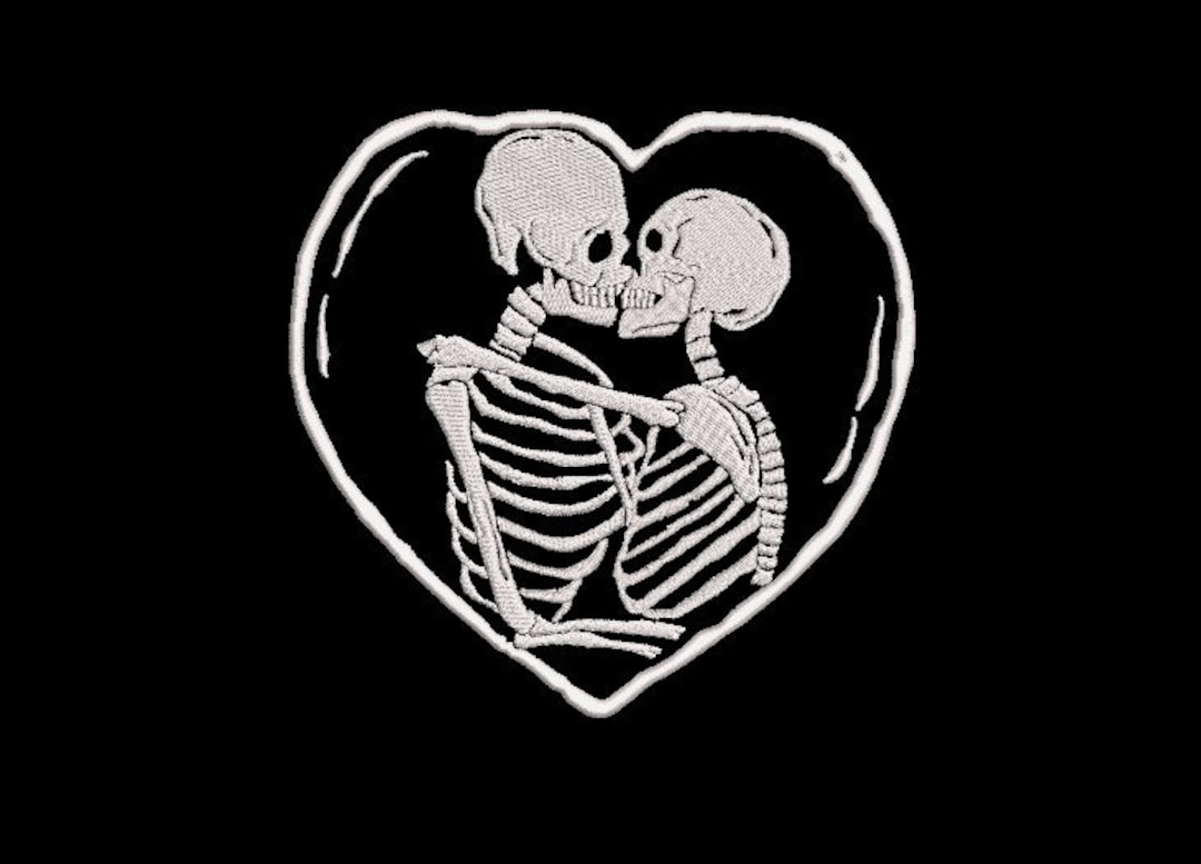 SKELETONS IN LOVE Big Heart, Skeleton Lesbian Couple Embroidery File ...