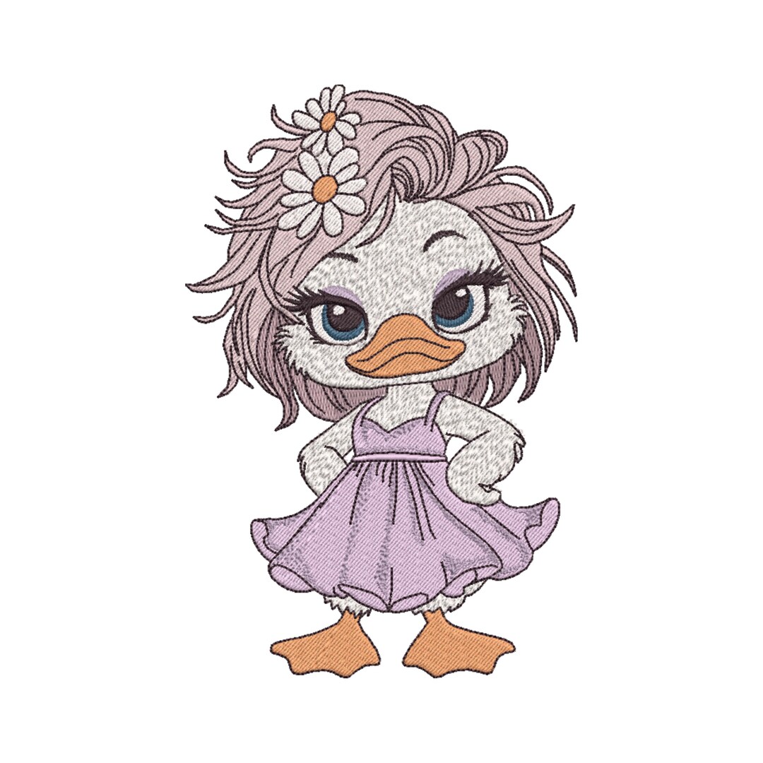 Stylish Messy Hair Duck Embroidery Design, Easter Eggs Embroidery ...