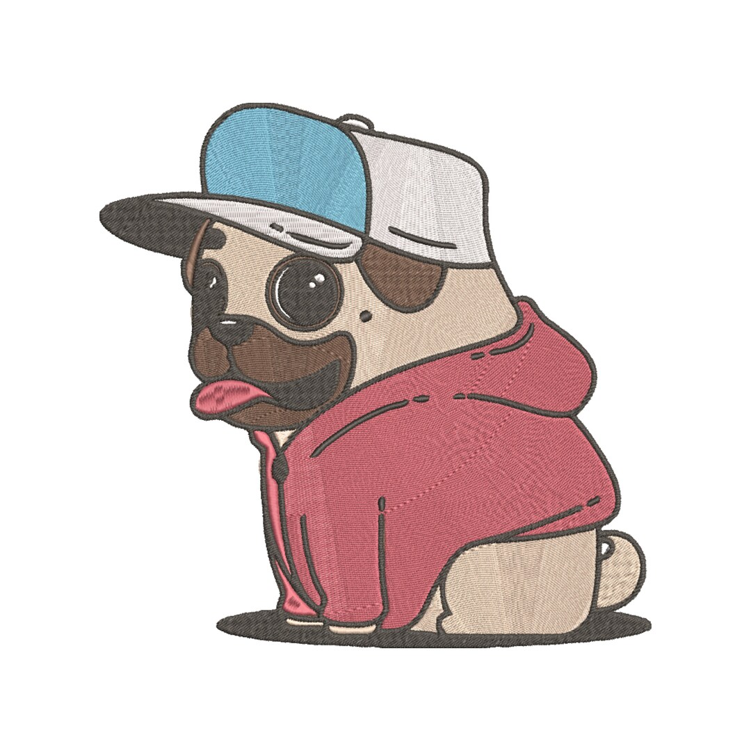 FUNNY BULLDOG RAPPER Machine Embroidery Design Cap and Hoodie, Digital ...