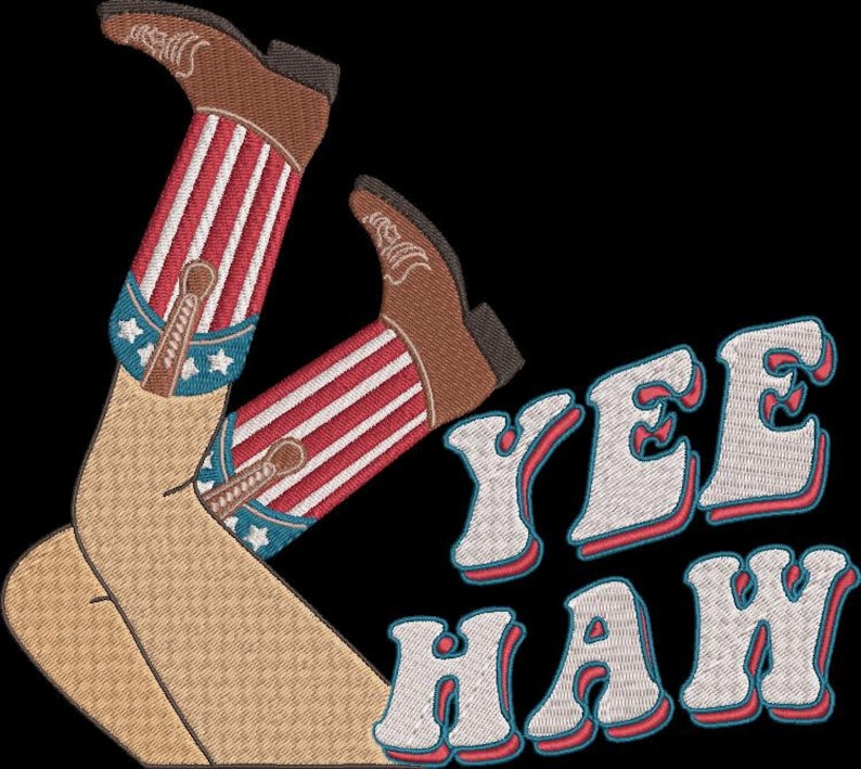 Yee Haw Cowgirl Boots, American Flag, Embroidery Design (digital ...