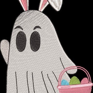Bunny Ghost Embroidery Design, Spooky Easter Eggs Embroidery Design ...