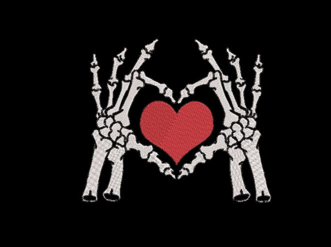 SKELETON RED HEART Machine Embroidery Design 5 Sizes 8 - Etsy