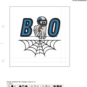 SPOOKY GHOST FOOTBALL Boo, Halloween Embroidery Design, Ghost ...