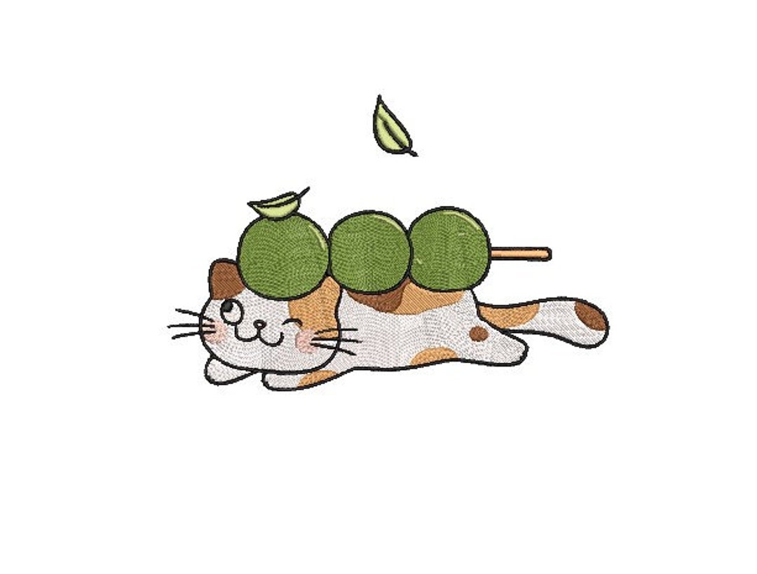 Sweet Matcha Cat 5 Machine Embroidery Design Kawaii - Etsy