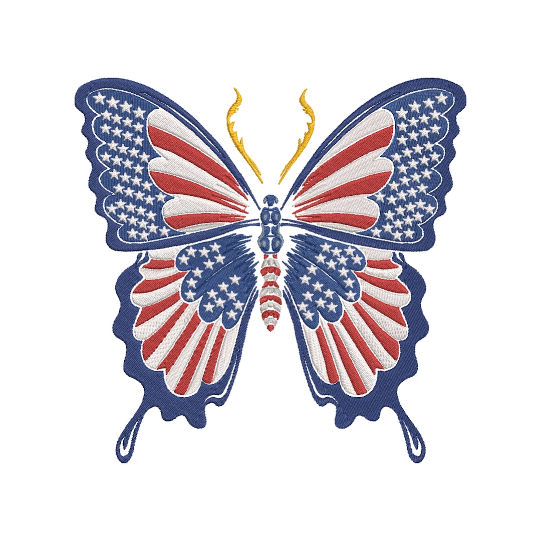 Independence Day Butterfly, Patriotic Embroidery Design (digital ...
