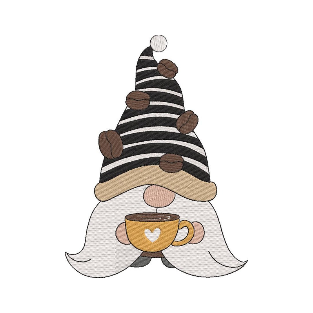 COFFEE GNOME 3 Machine Embroidery Design, Trendy Gnome Embroidery ...