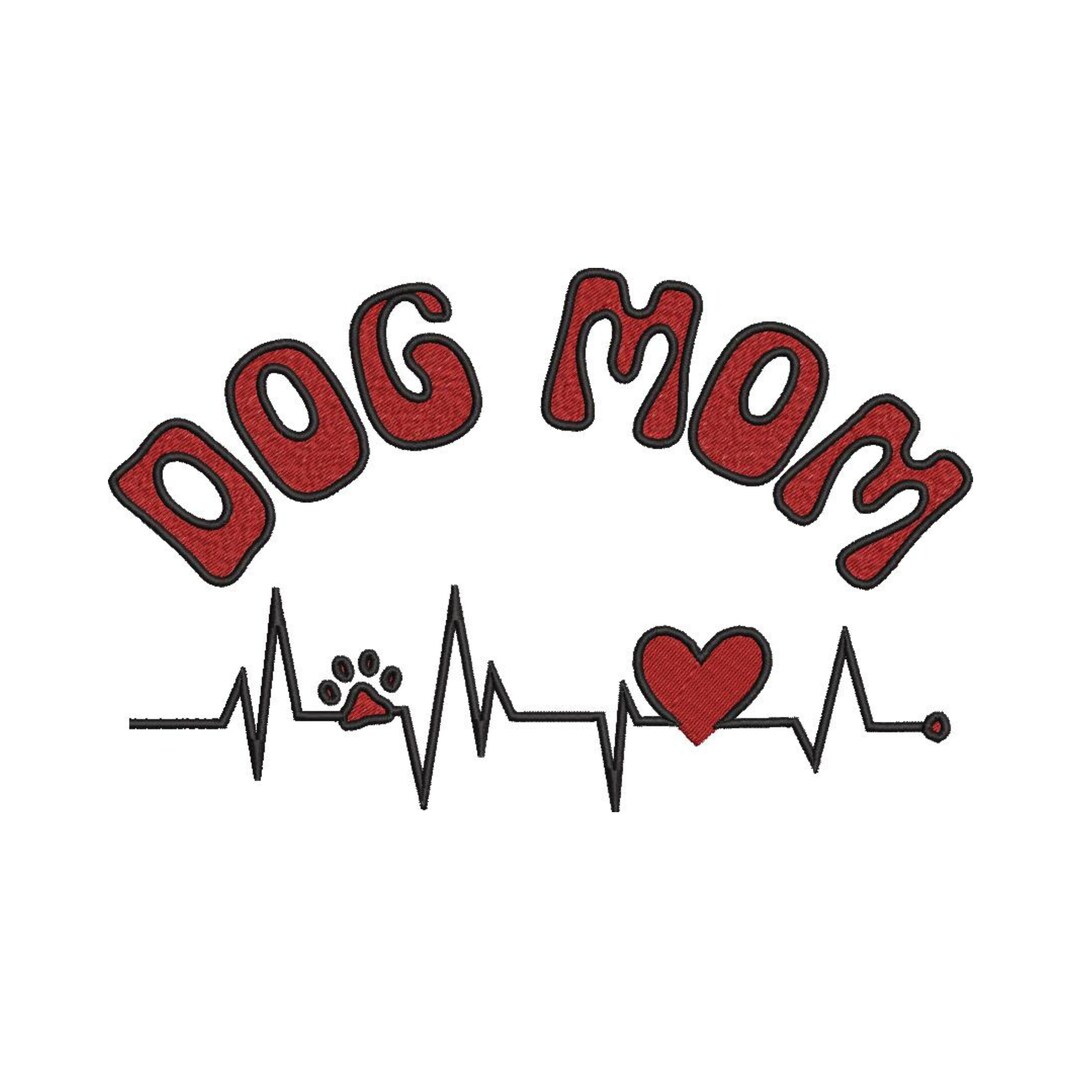 Dog Mom Embroidery Heartbeat, Embroidery Designs Trendy, Dog Mom ...
