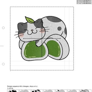 Sweet Matcha Cat 2 Machine Embroidery Design Kawaii Chibi Style 5 Sizes ...