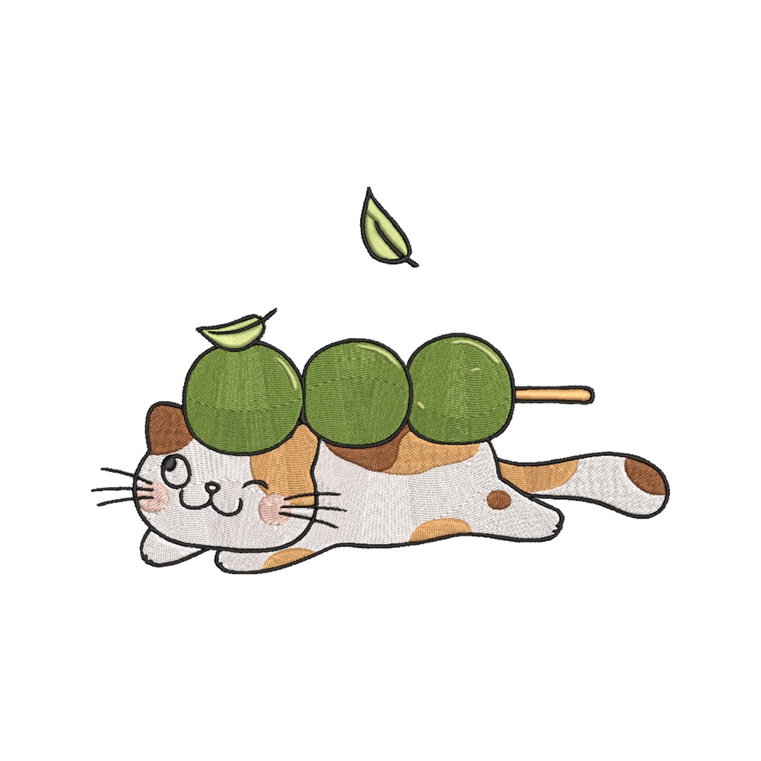 Sweet Matcha Cat 5 Machine Embroidery Design Kawaii Embroidery ...