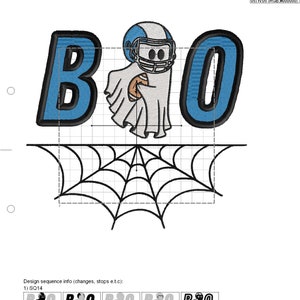 SPOOKY GHOST FOOTBALL Boo, Halloween Embroidery Design, Ghost ...