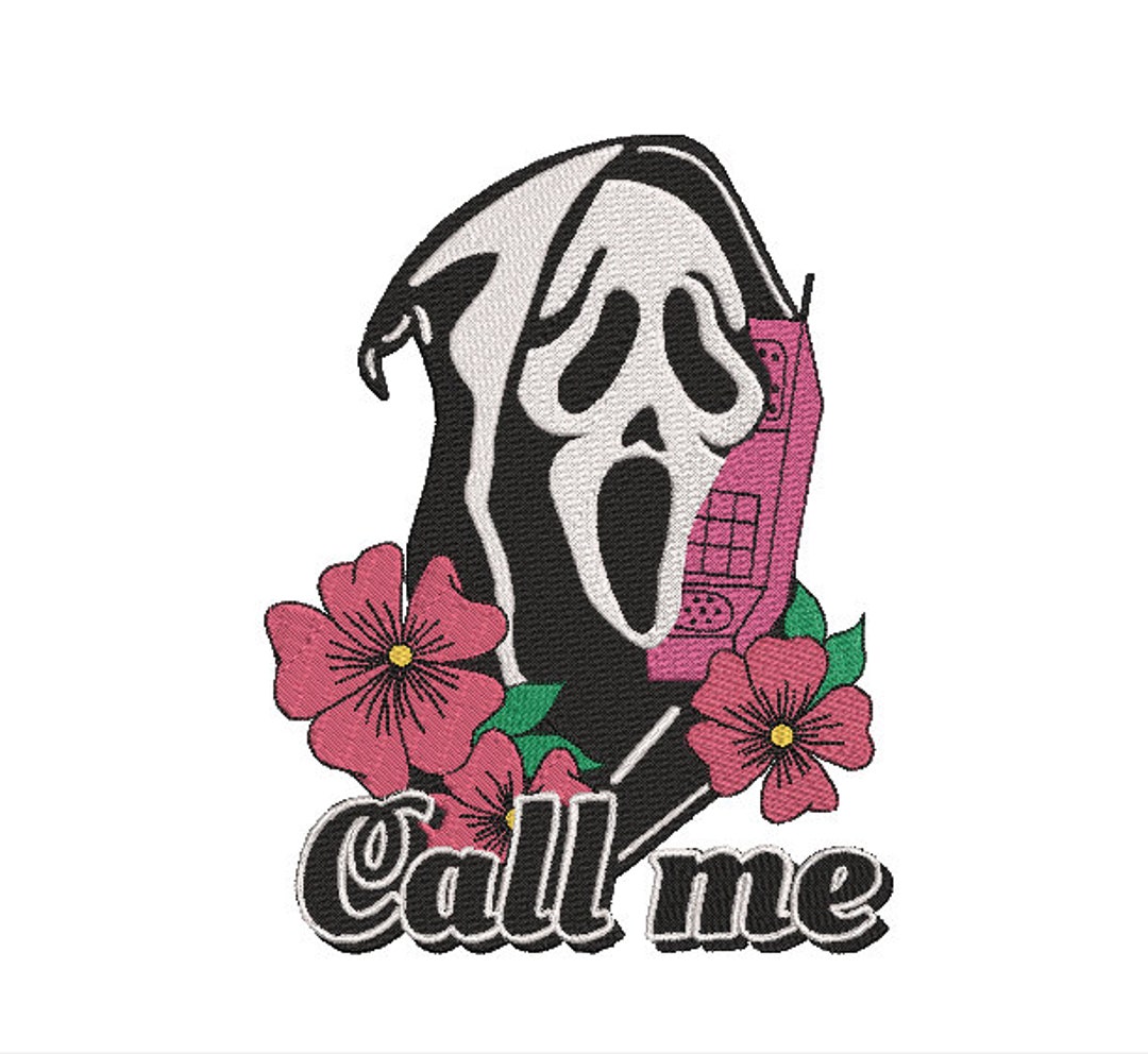 SCREAM CALL ME Ghost Face Scary Movie Embroidery Design Halloween ...