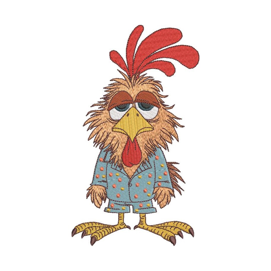Grumpy Crazy Chicken Rooster Embroidery Design, Cute Easter Embroidery ...
