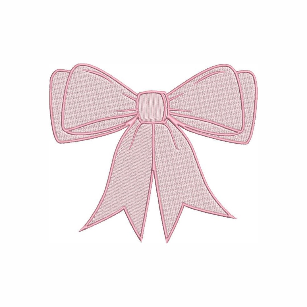 Pink Bow Embroidery Design, Trendy Machine Embroidery (digital Download ...