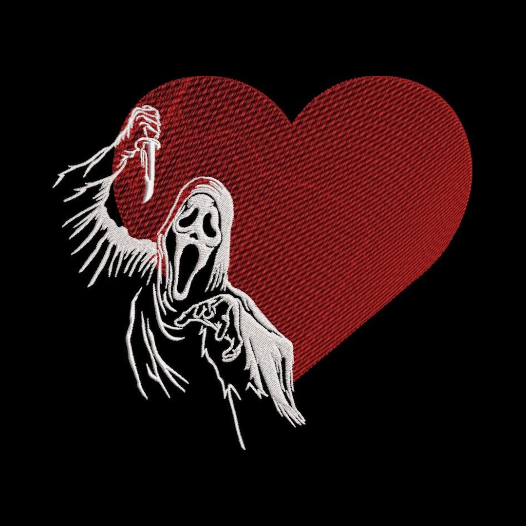 GHOST FACE SCREAM Red Heart Valentine Embroidery, Spooky Season ...
