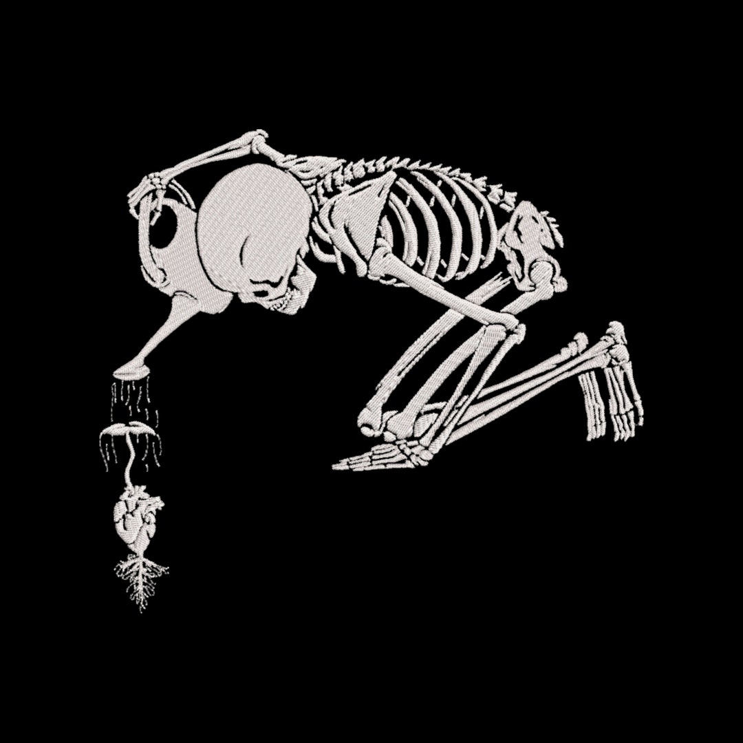 SKELETON WITH GROWN Heart Machine Embroidery Glowing Threads 4 Sizes 8 ...
