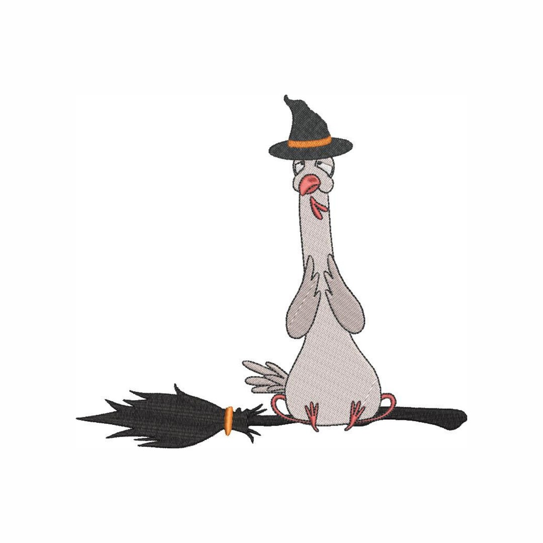 Spooky Chicken Embroidery Design, Witch Broom, Halloween Embroidery ...