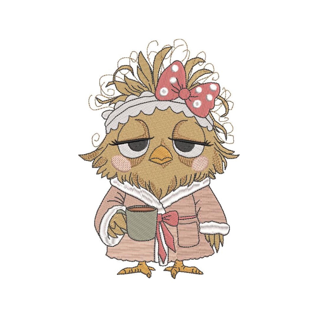 Messy Chicken Lady Embroidery Design — Funny Crazy Hen, Farm Girl Gift ...