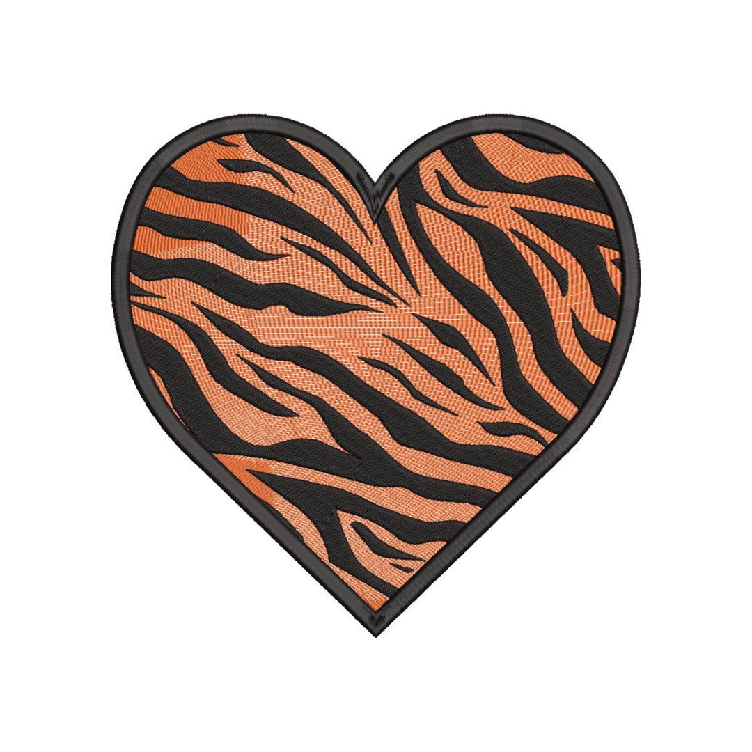 Tiger Print Heart Cute Machine Embroidery Design - 6 Sizes, Trendy ...