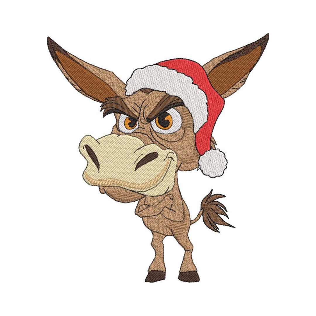 Christmas Grumpy Donkey Embroidery Design, Animal Embroidery Design ...