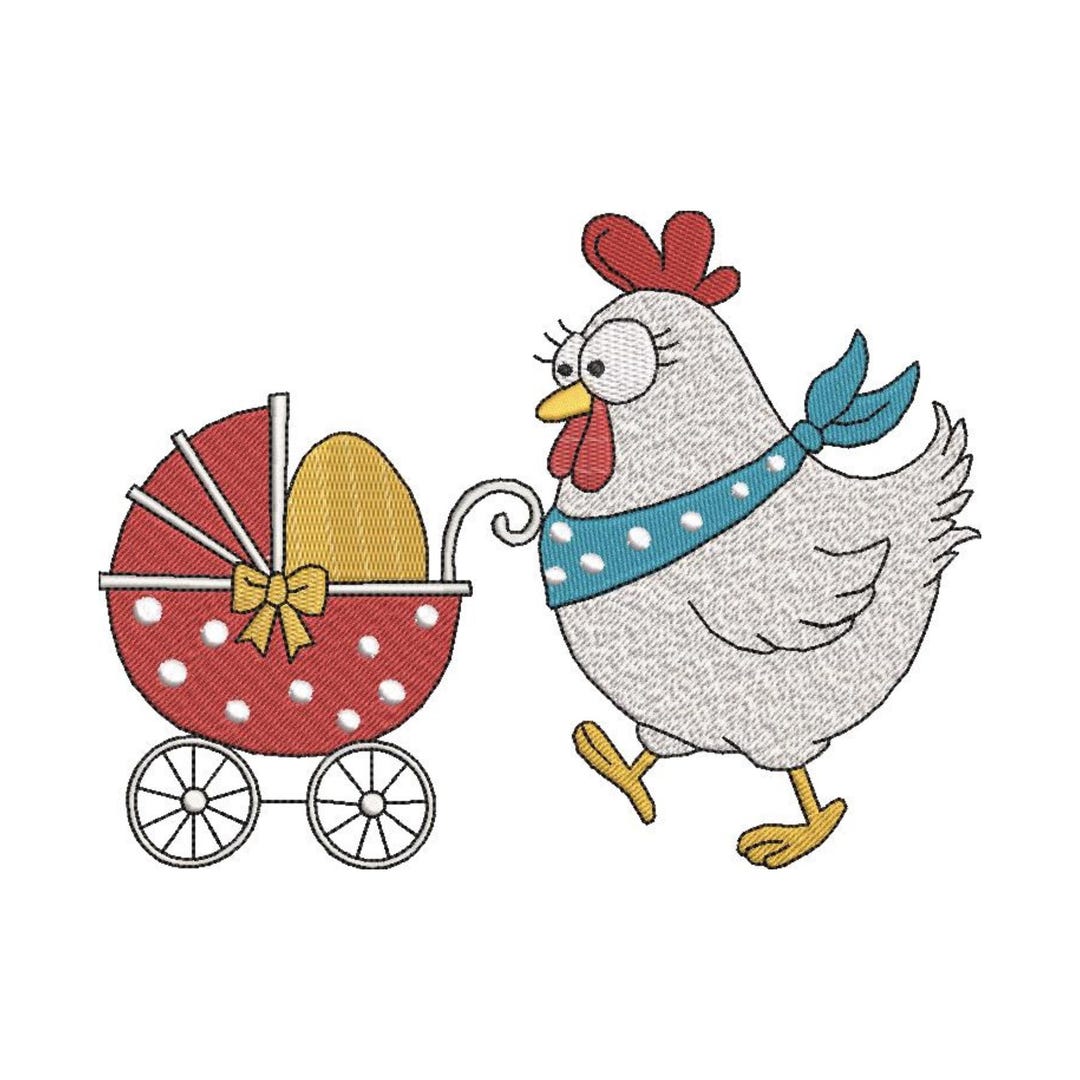 Chicken Stroller Embroidery Design | Farm Nursery Machine File (pes ...
