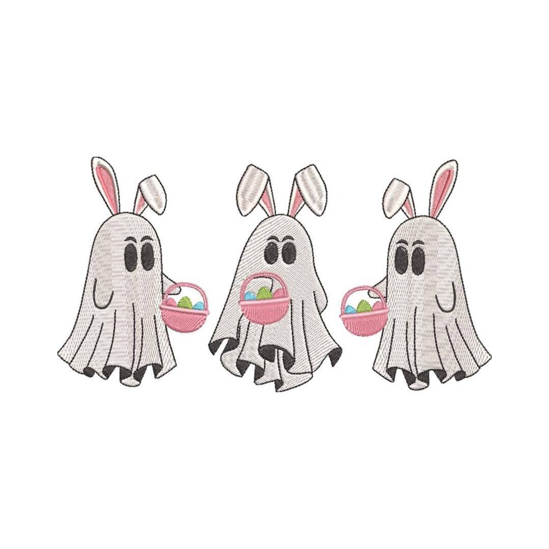 Easter Ghost Embroidery Design, Spooky Easter Eggs Embroidery Design ...